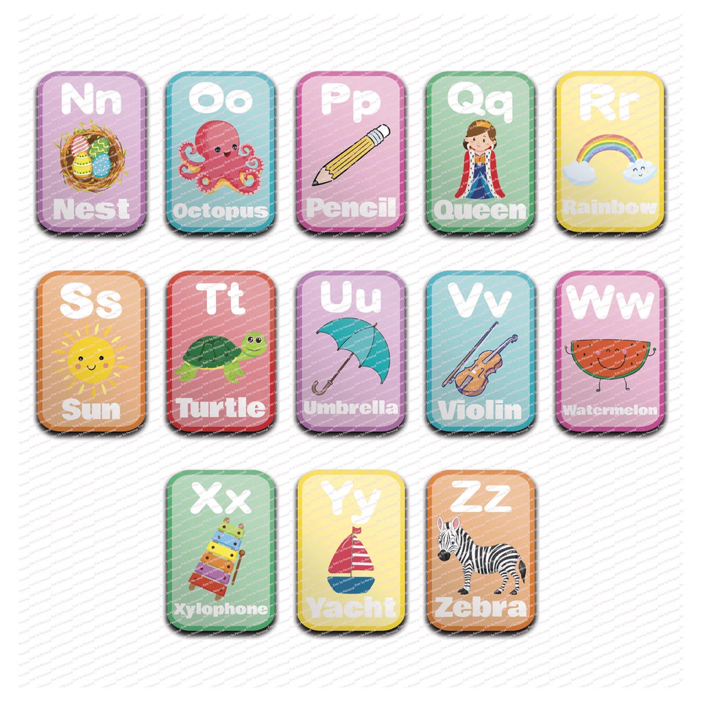 Children's Personalised Learning A to Z English alphabet Cards Educati ...