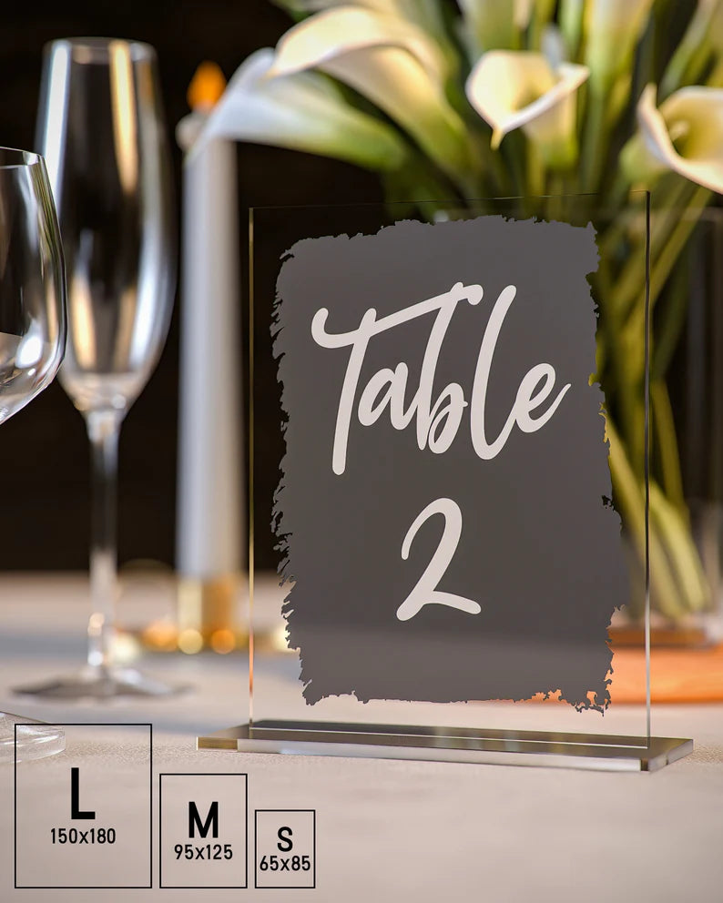 Acrylic Wedding Table Number Name Plaques - Paint Stroke - Table Name ...